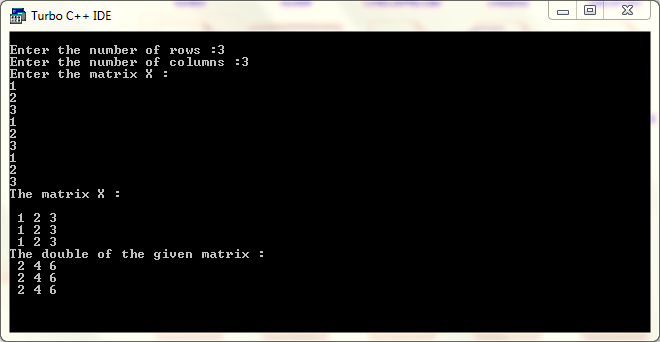 BASIC C++ PROGRAMS: DOUBLE OF A MATRIX