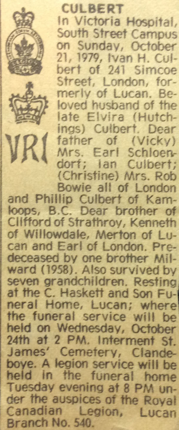 Culbert Family History: April 2018