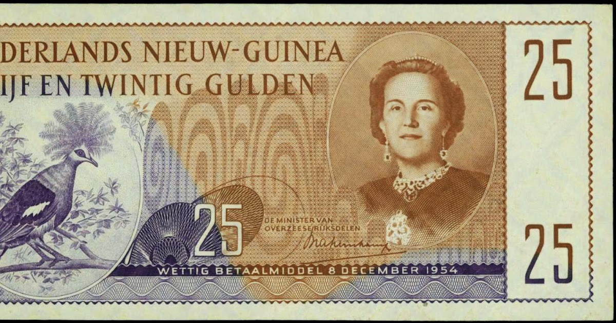 Netherlands New Guinea 25 Gulden banknote 1954 Queen Juliana|World ...