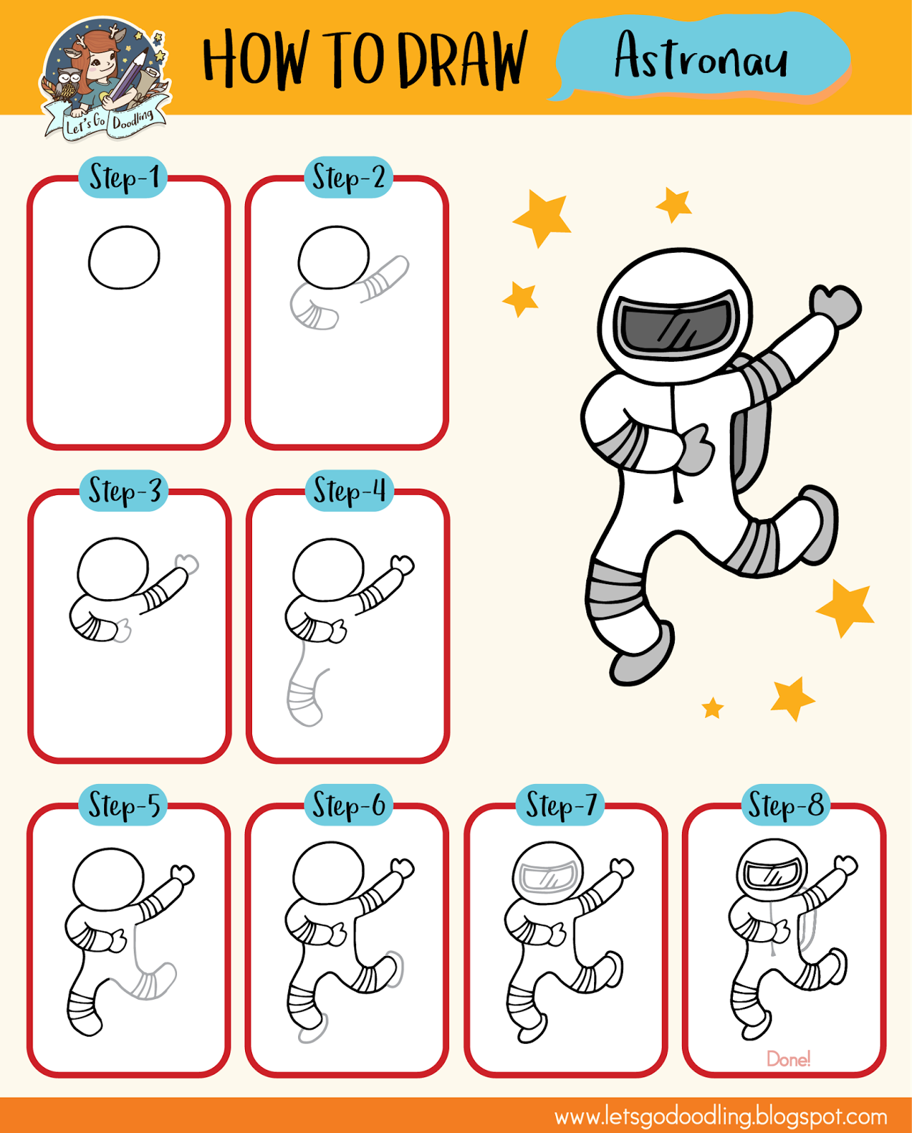 How To Draw Astronaut Easy Step By Step Drawing Tutorial