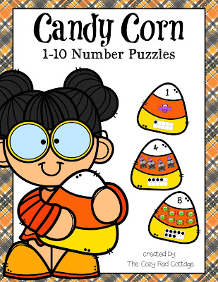 The Cozy Red Cottage: Candy Corn Number Puzzles (1-10)