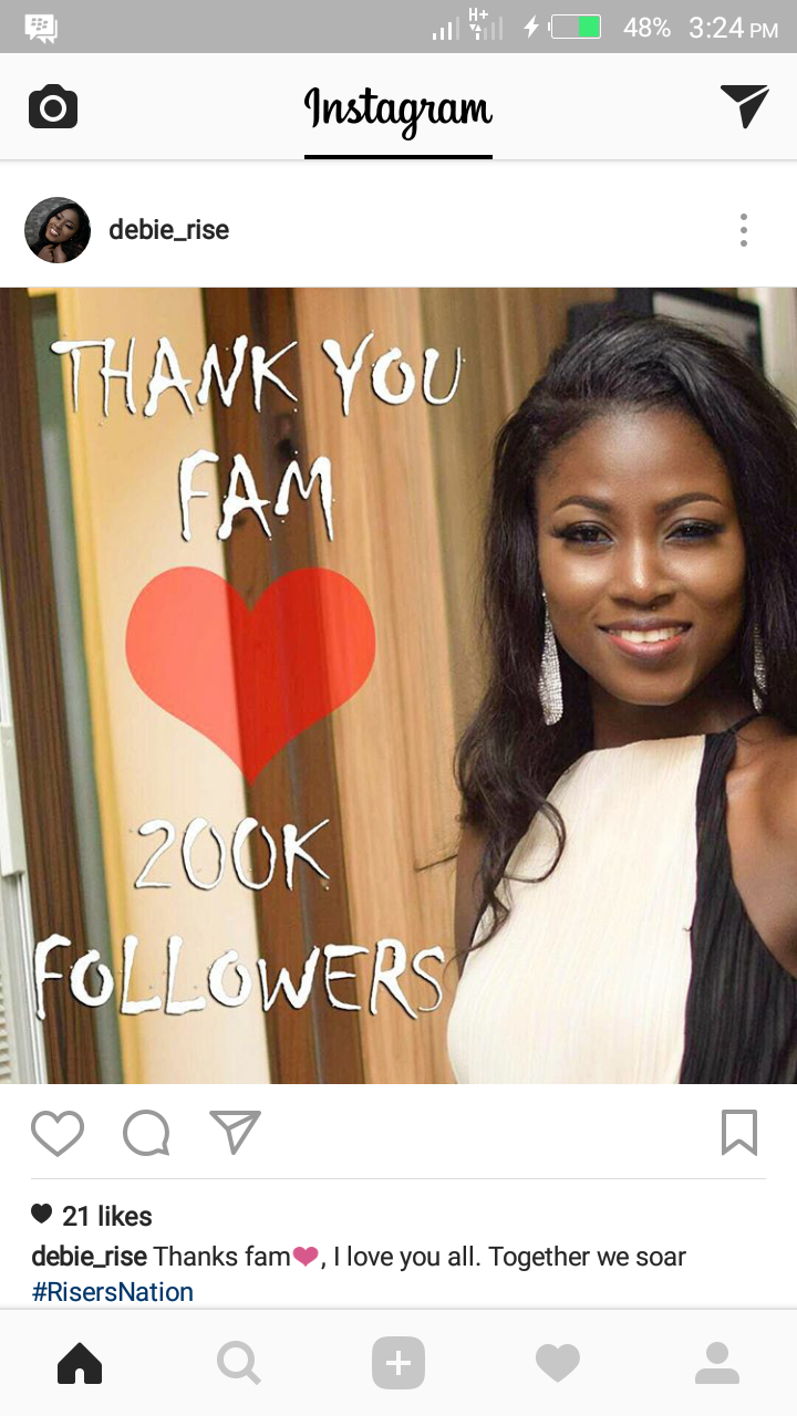 Ex-BBN Housemate 'Debie-Rise' Celebrates 200K IG followers - OGA BOSS