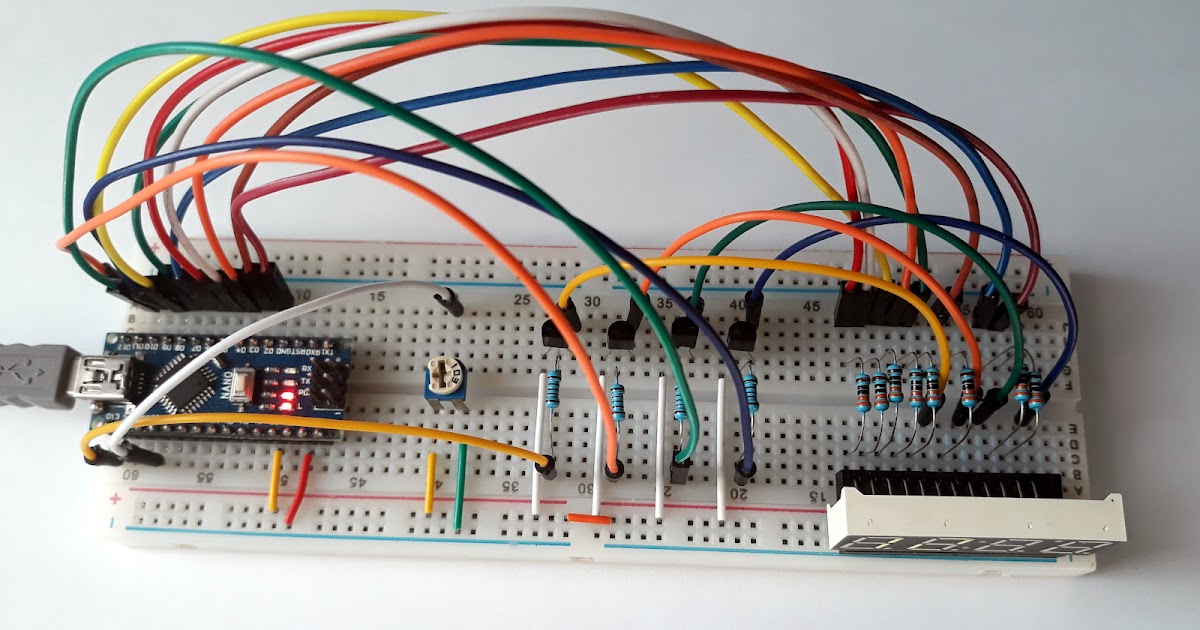 Drive the multiplexed 4 digit 7-segment display · One Transistor