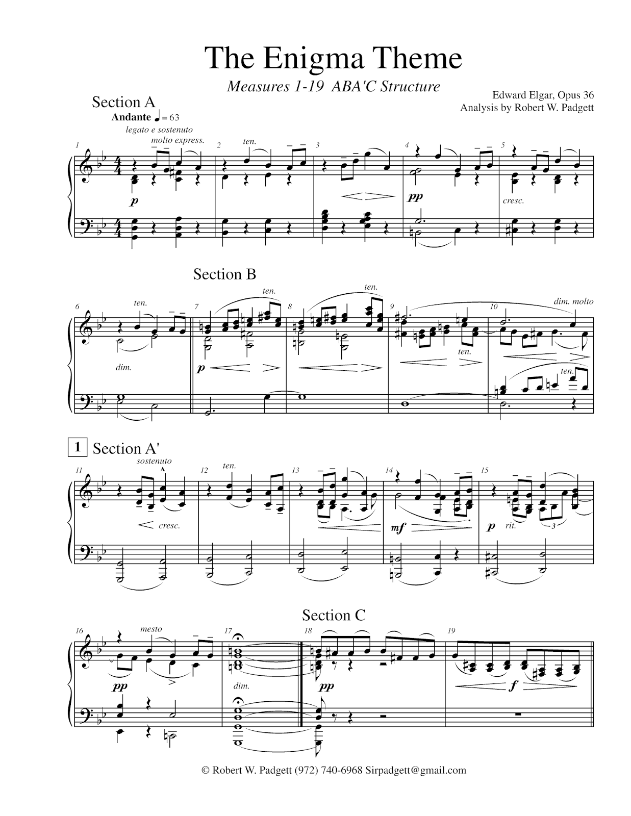 Elgar's Enigma Theme Unmasked: The Enigma Theme Structure Cipher