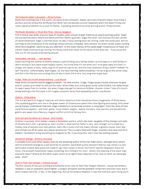 Year 4 Homework: Reading Lists and Information