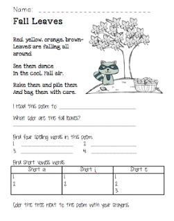 The Very Busy Classroom: Fall Leaves Poem