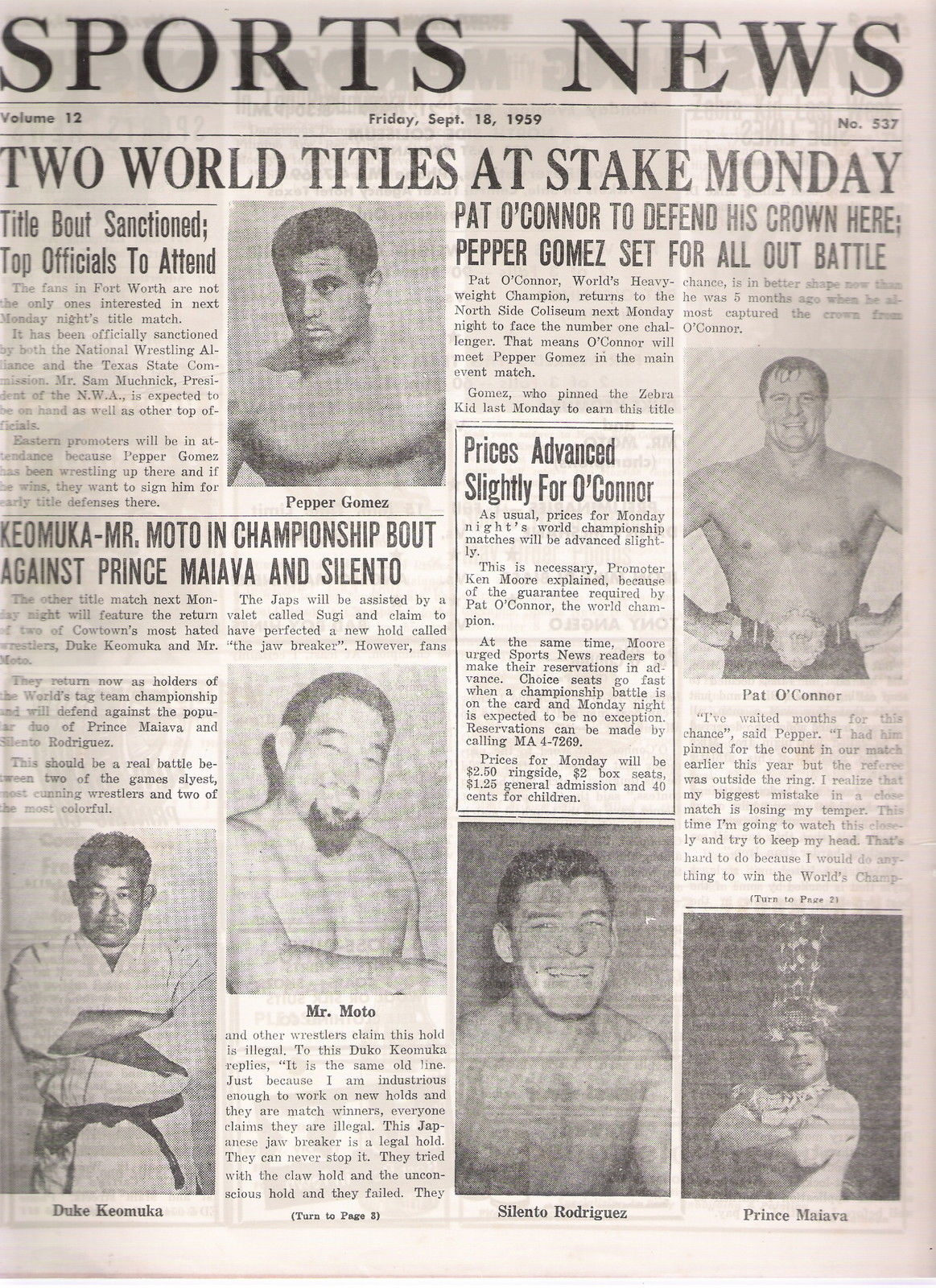 World Class Memories: RESULTS: 1959