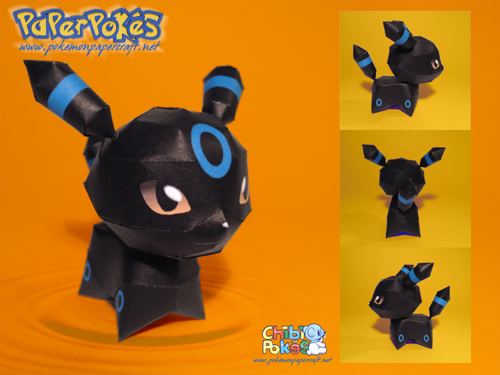 PaperPokés - Pokémon Papercraft: UMBREON CHIBI