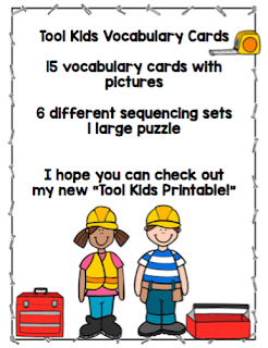 Free Tool Kit Vocabulary Word Cards ~ Preschool Printables