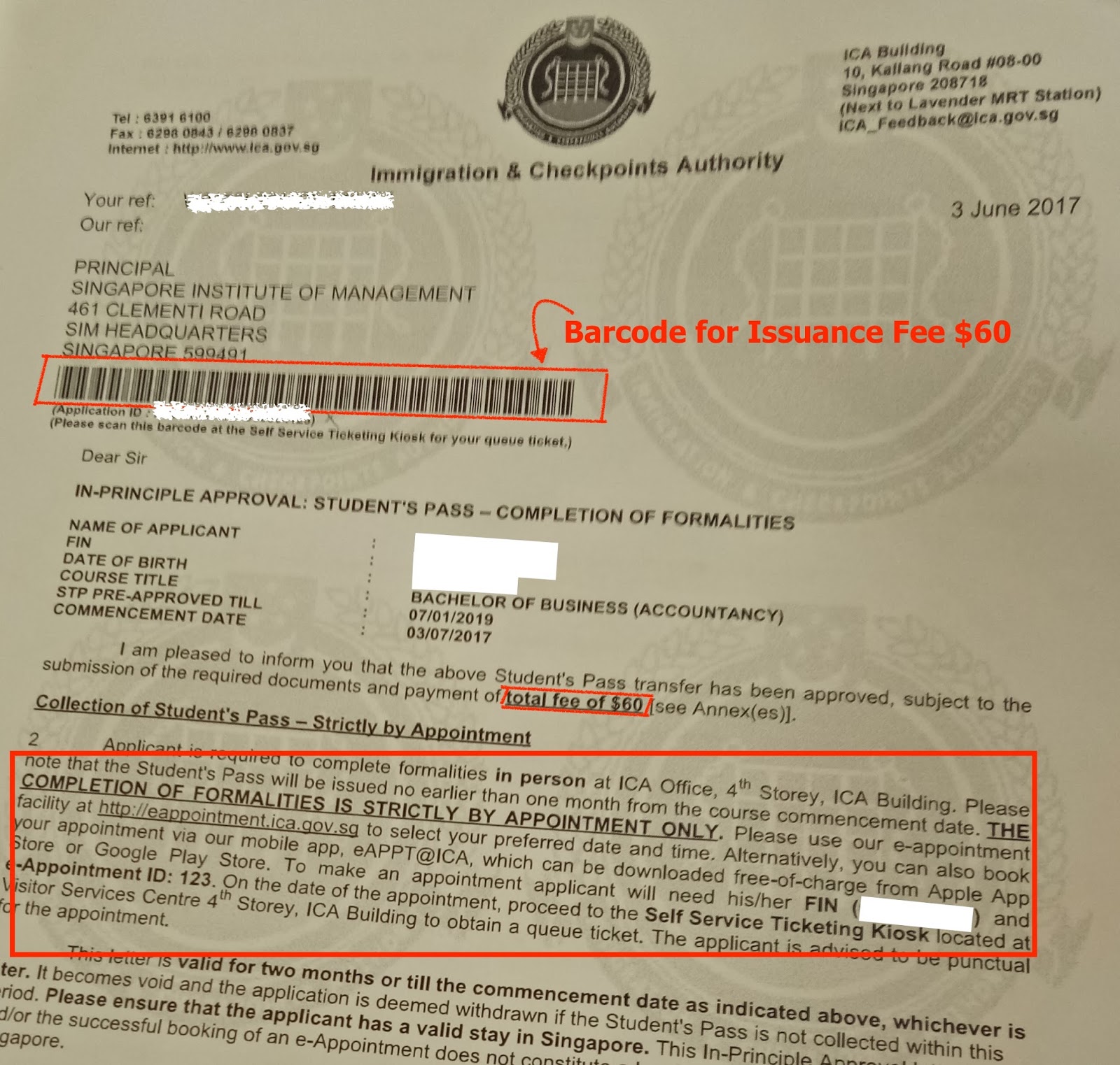 Yoon‘s House: Collecting Student Pass at ICA Building (Singapore)