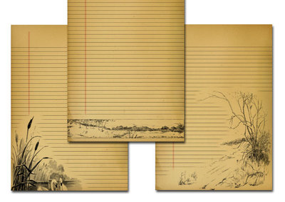 Lined Vintage Paper with Illustration