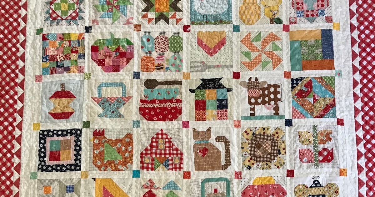 dream quilt create: Farm Girl Vintage Sampler is quilted!
