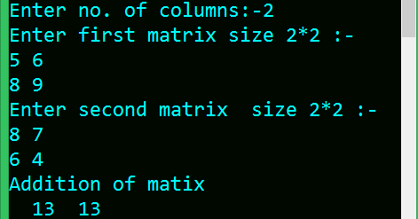 Write a program in C to add two matrix.
