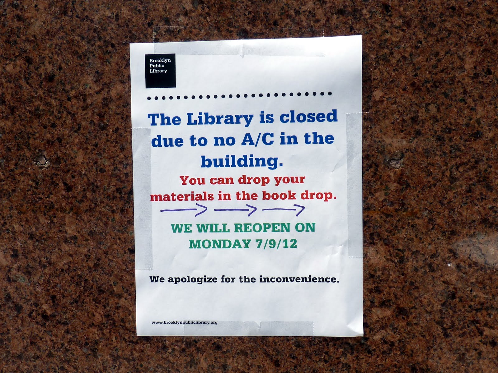 mcbrooklyn: Brooklyn Heights Library Closed Again