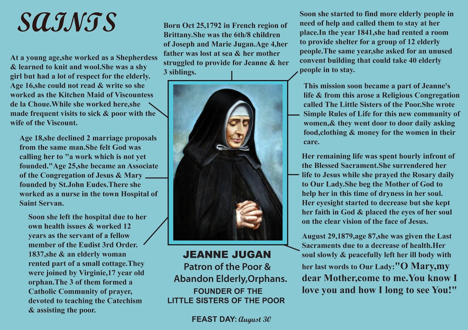 Imitating Christ's Humility: Feast of Saint Jeanne Jugan : FOUNDER OF ...