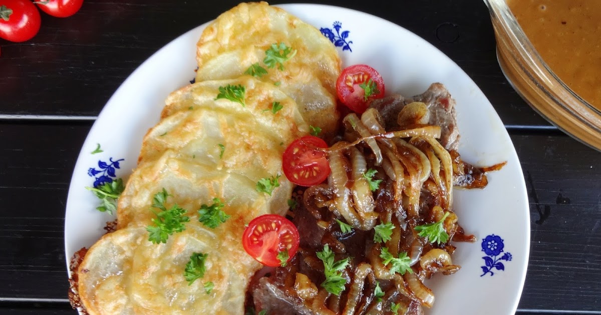 Edels Mat : Biff med stekt løk og ostepoteter