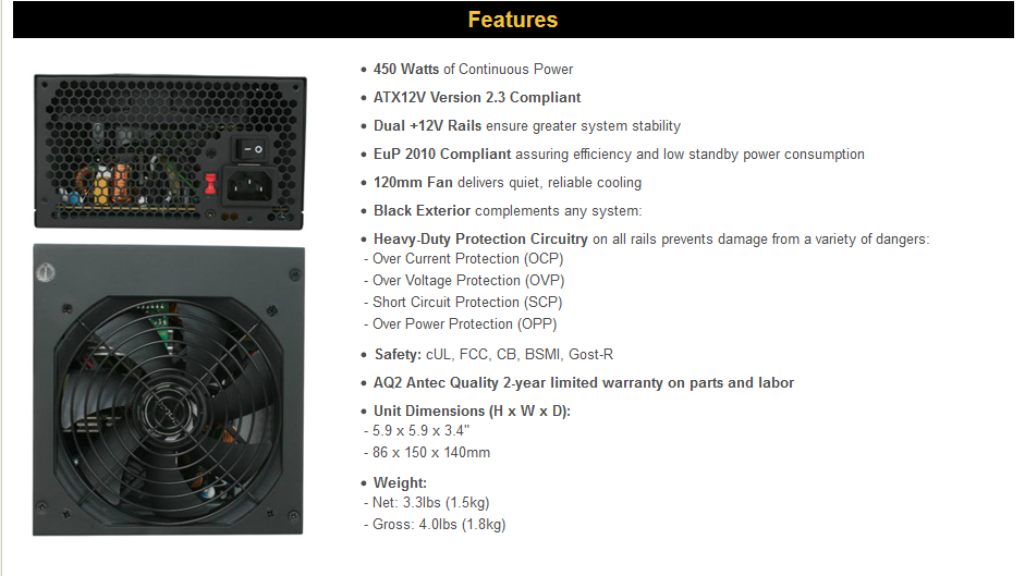Antec BP450PS 450W PSU Review and Benchmarks ~ Computers and More ...