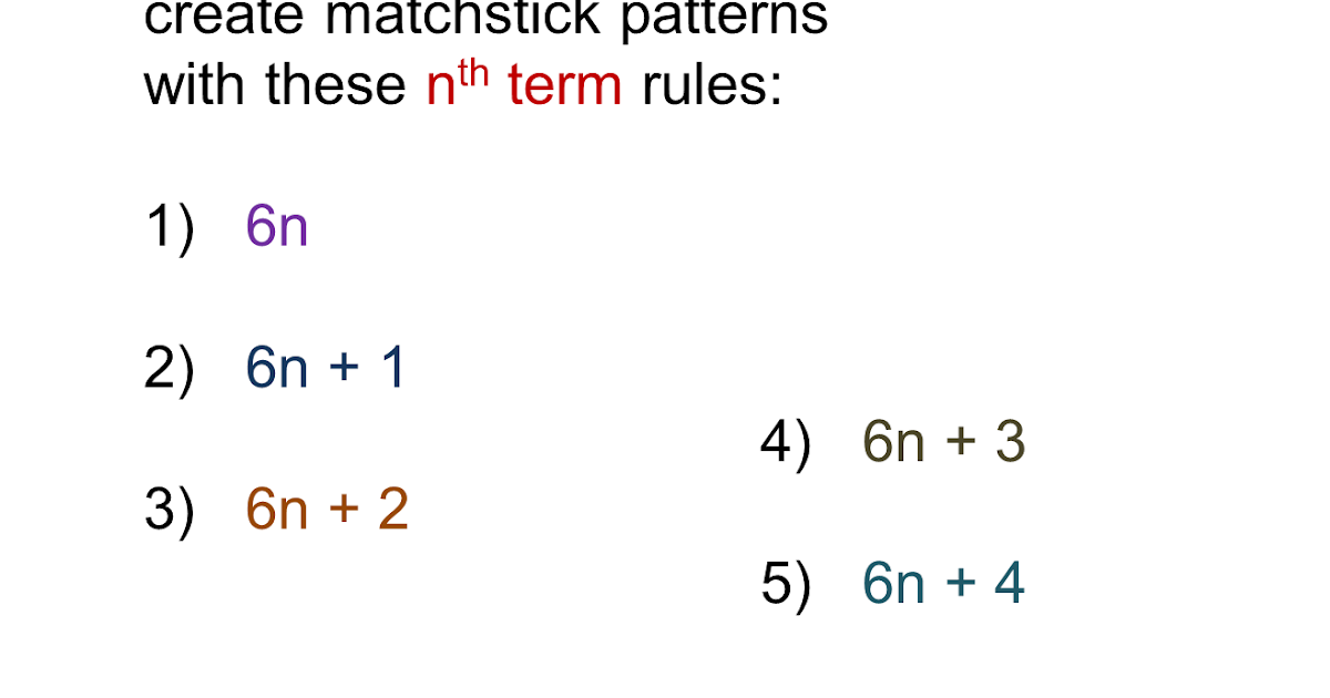 MEDIAN Don Steward mathematics teaching: patterns for nth term rules
