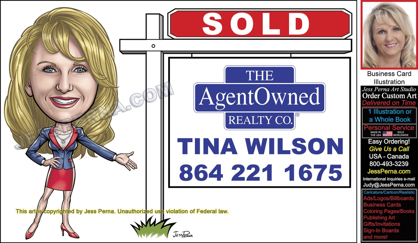 How to Order Ad Cartoons and Caricatures: Real Estate Sold Signs