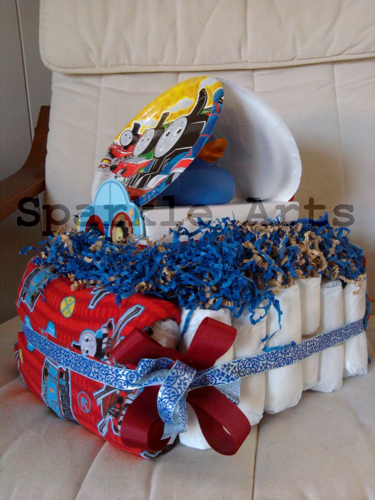 By Sparkle Arts: Thomas the Train Diaper Cake