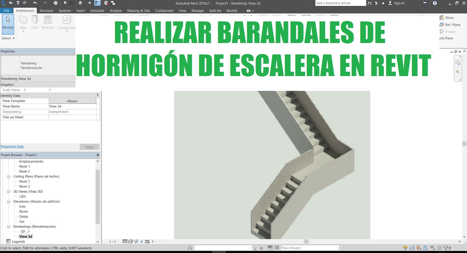 REALIZAR BARANDALES DE HORMIGÓN DE ESCALERA EN REVIT ~ BIM_PROG