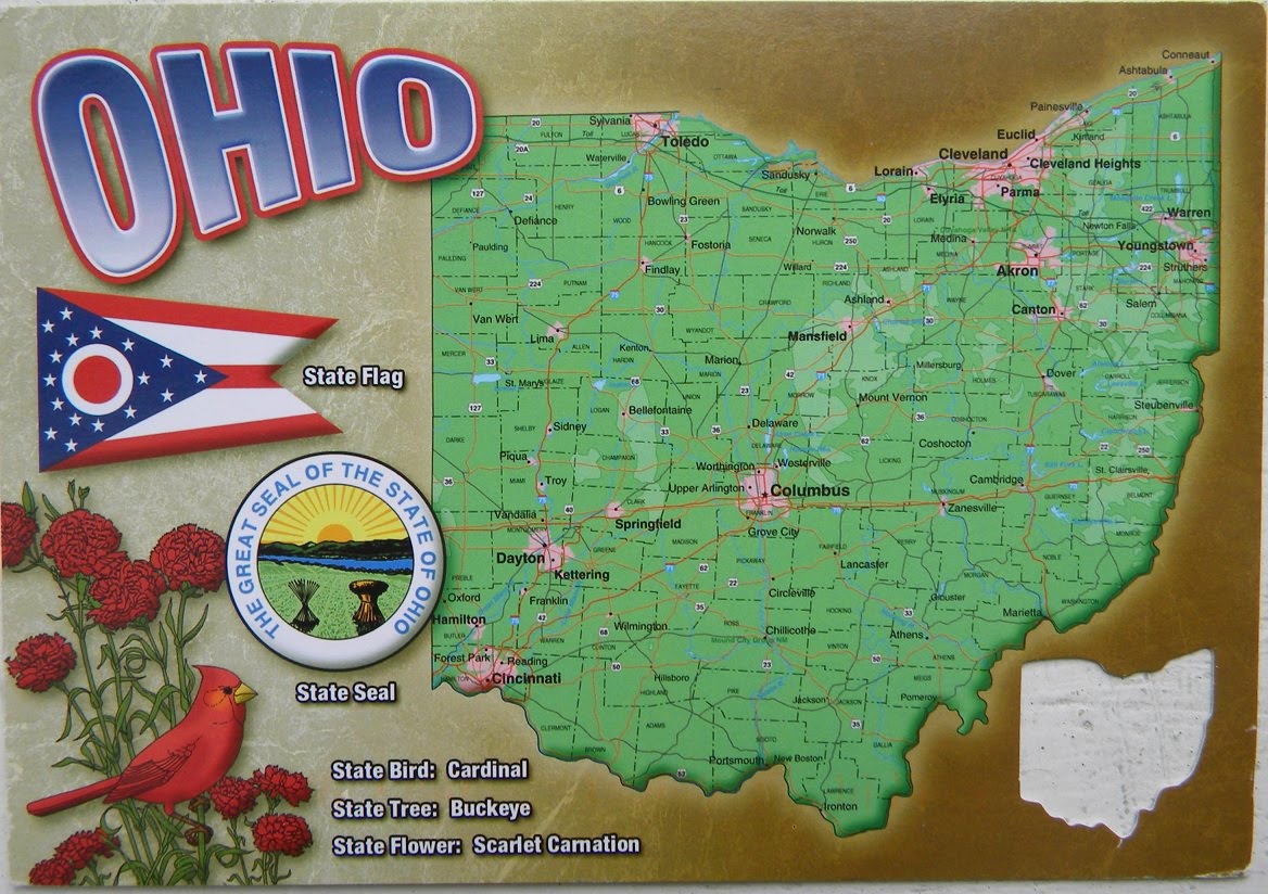 Postcards, Envelopes and Stamps: Ohio state card