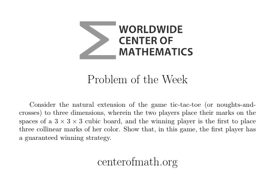The Center of Math Blog: Problem of the Week