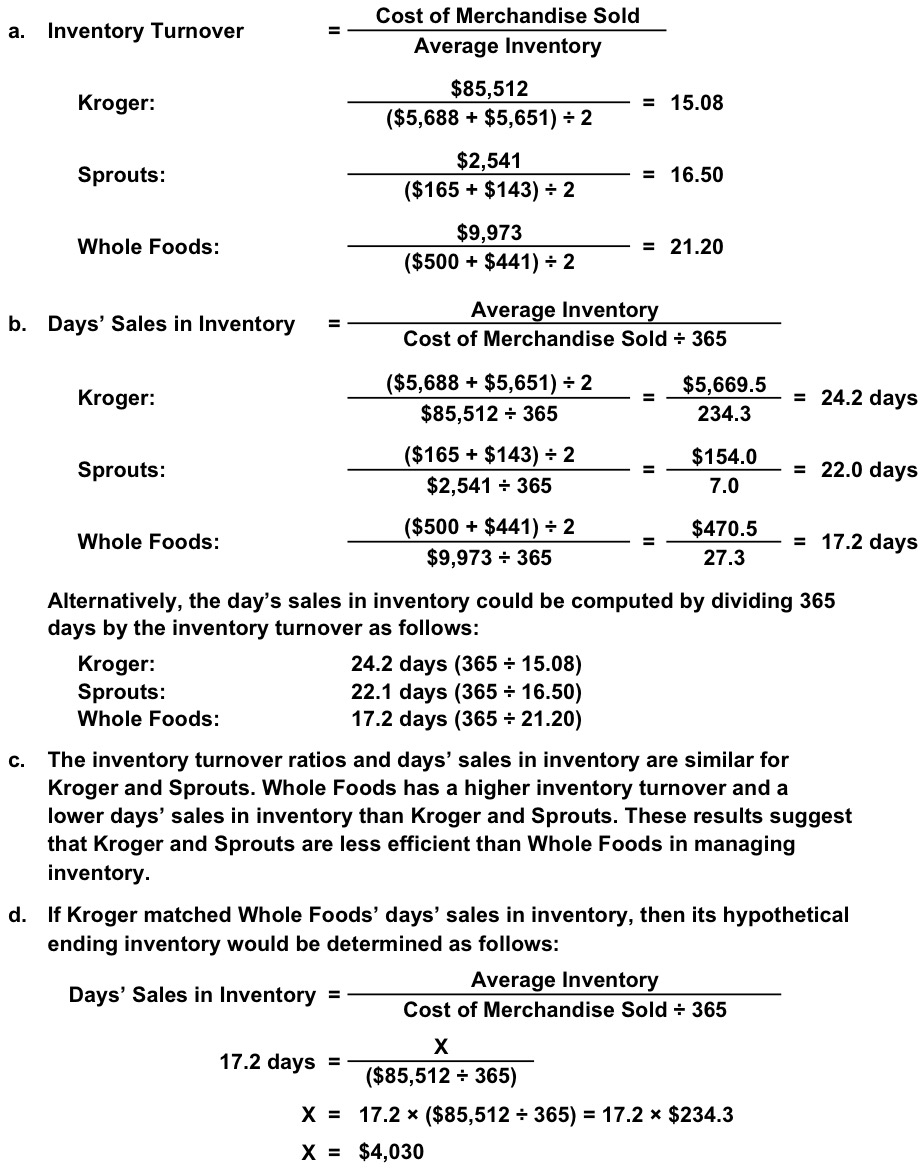 Accounting Questions and Answers: EX 7-21 Inventory turnover and days ...