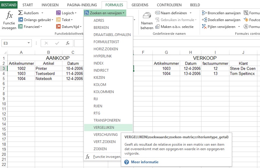 Tips voor Excel: Functie Vergelijken en ALS.NB