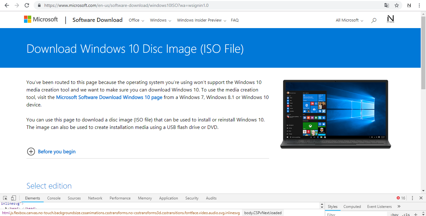 Come scaricare ISO di Windows 10 senza MCT utilizzando Chrome