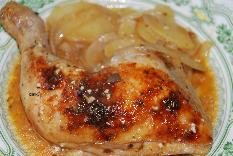 Las Recetas de Blinky: Pollo al horno con cebolla y patatas