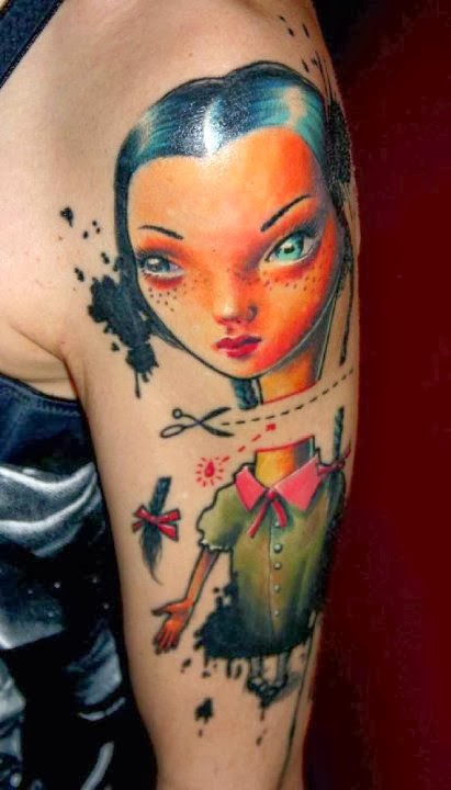 Realistic cartoon tattoo, by Csaba Mullner. Tattoos Book: +2510 Stencils