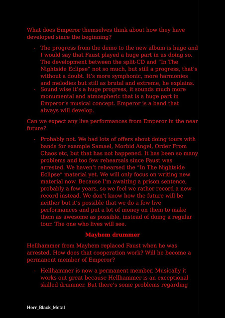 Black/Death/Thrash Metal Blog by Herr Tompa: Jon Nödtveidt interview Samoth of Emperor in 1994 ...