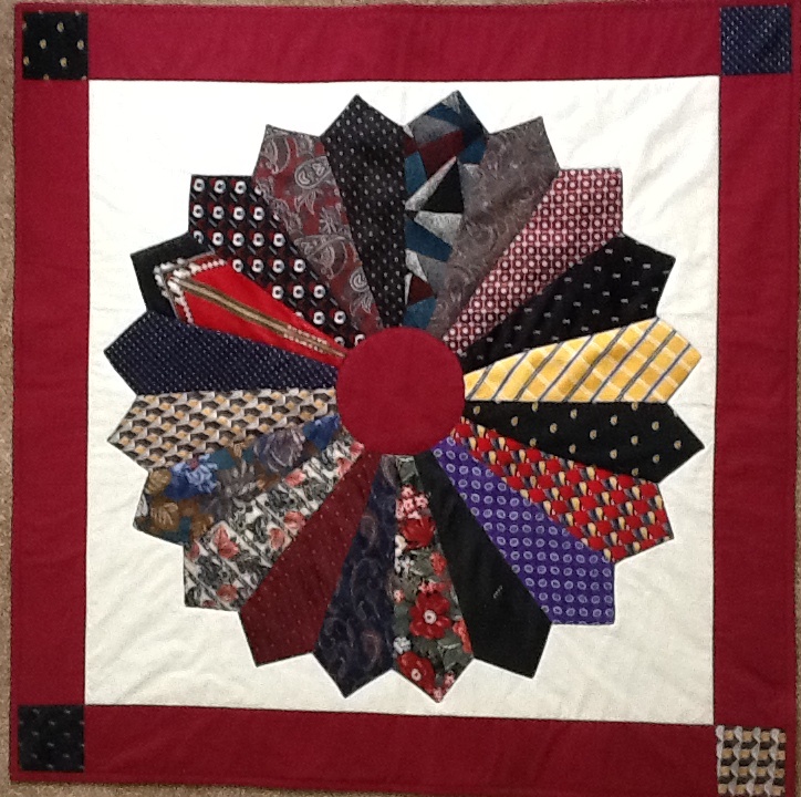 Dresden Plate Recycled Men's Neckties with Burgundy Borders | Debbie ...