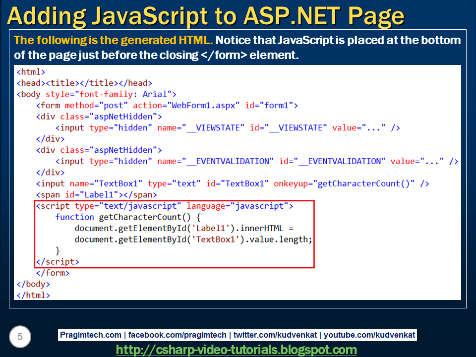 Sql server, .net and c# video tutorial: RegisterStartupScript and ...
