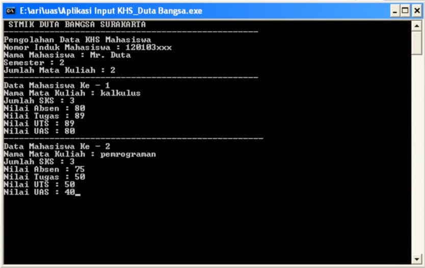 *: Coding Program Aplikasi KHS ( Kartu Hasil Study )_mata Kuliah ...