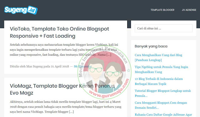 Blogger Mas Sugeng atau sugeng.id dengan Templatenya - Belajar Classic
