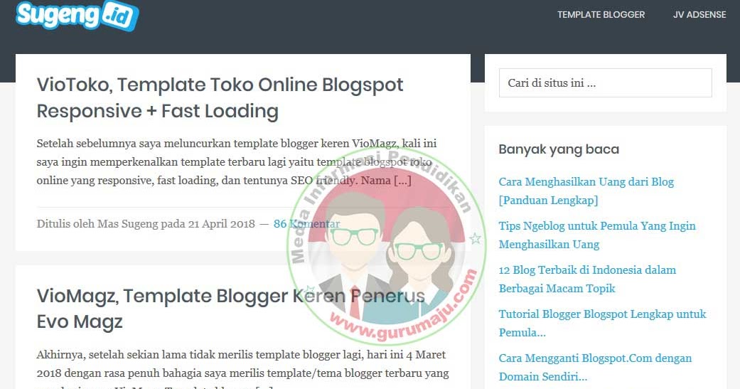 Blogger Mas Sugeng atau sugeng.id dengan Templatenya - GURU MAJU