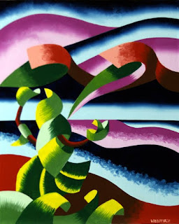 Mark Adam Webster: Mark Webster - Abstract Geometric Seascape Oil Painting