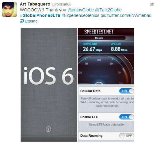 Smart vs. Globe iPhone 5 LTE- Speedtest Results