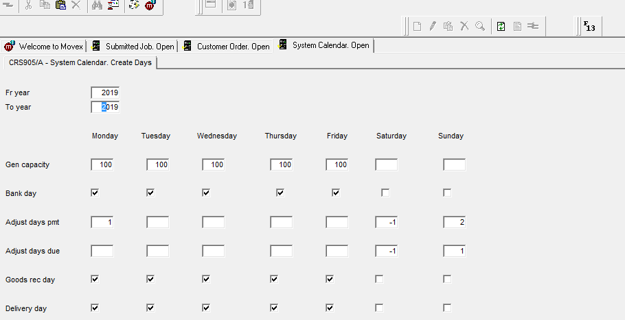 IpohTech: MOVEX - how to create system calendar