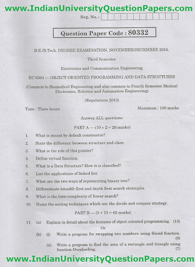 EC6301 Object Oriented Programming and Data Structures Nov Dec 2016 Question Paper - University ...