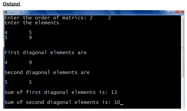Programming Wala Codes And Tutorials C Program To Find The Sum Of Diagonal Elements Of A Matrix