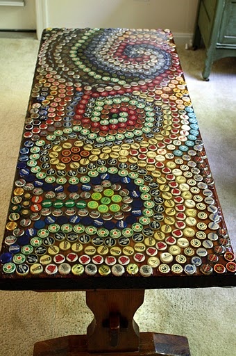 FUN AND FASHION HUB: Stylish designing of table with bottle caps