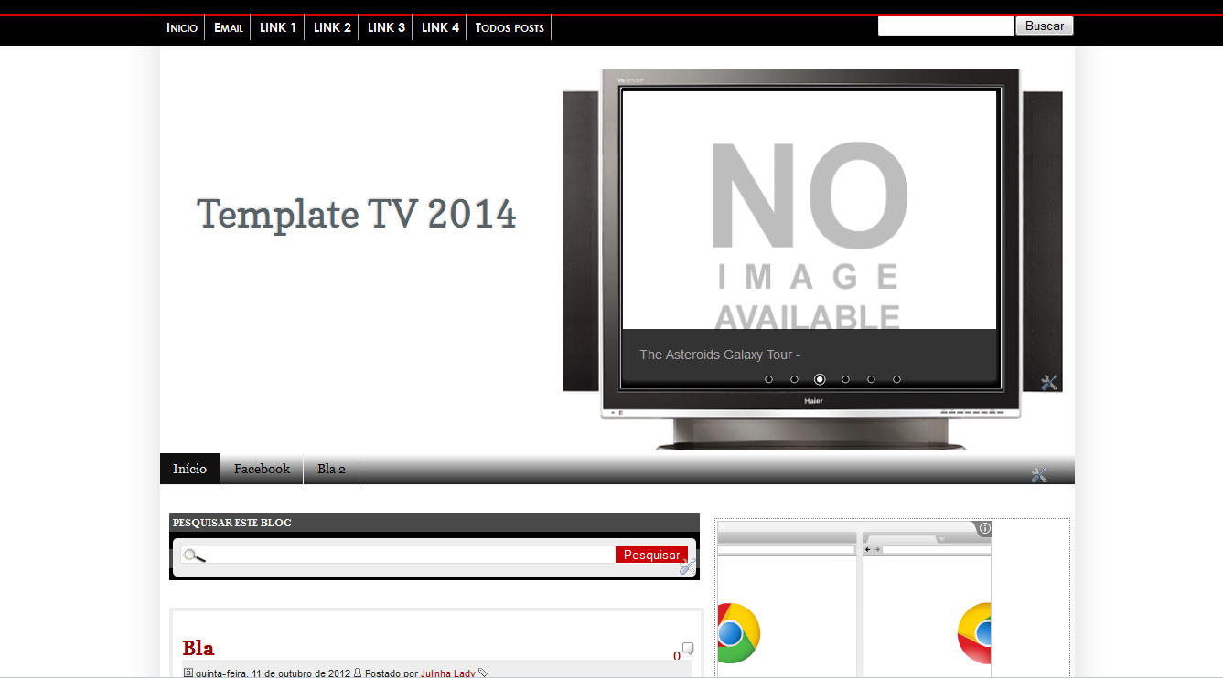 Mostruário de Templates: Template TV