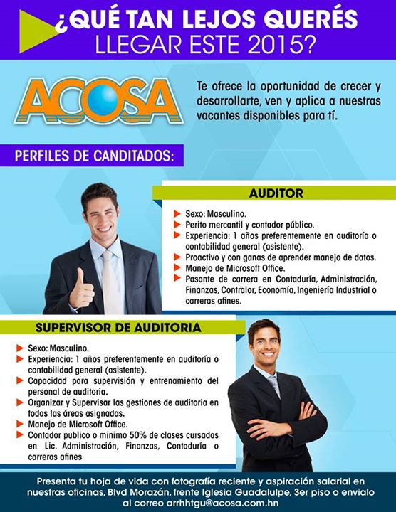 2 Vacantes Acosa - Tegucigalpa