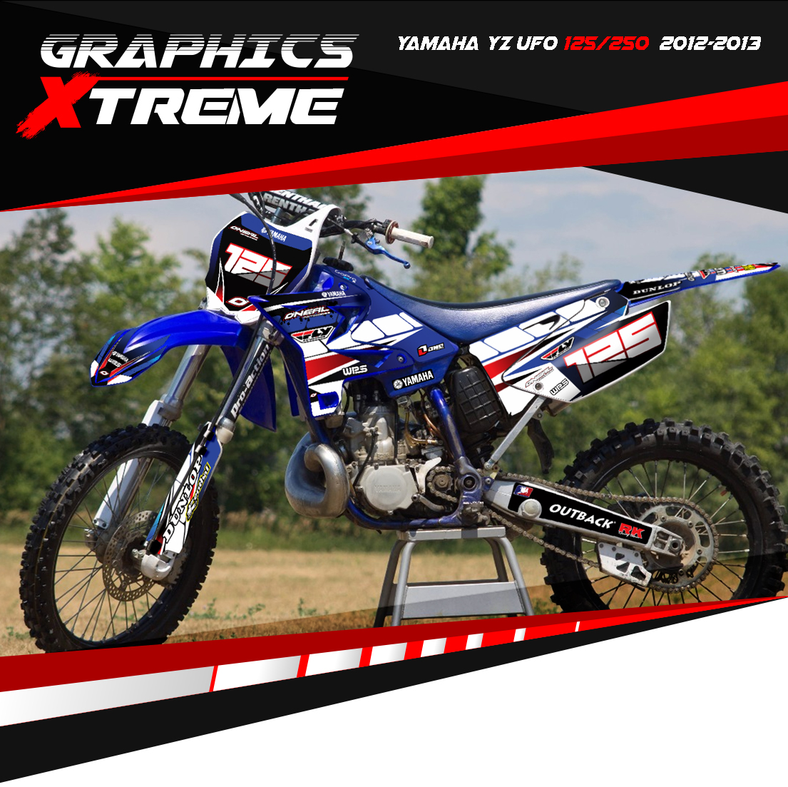 Yamaha YZ 125 250 UFO RESTYLED Kit Decals graphics 2002 2003 2004 2012 ...
