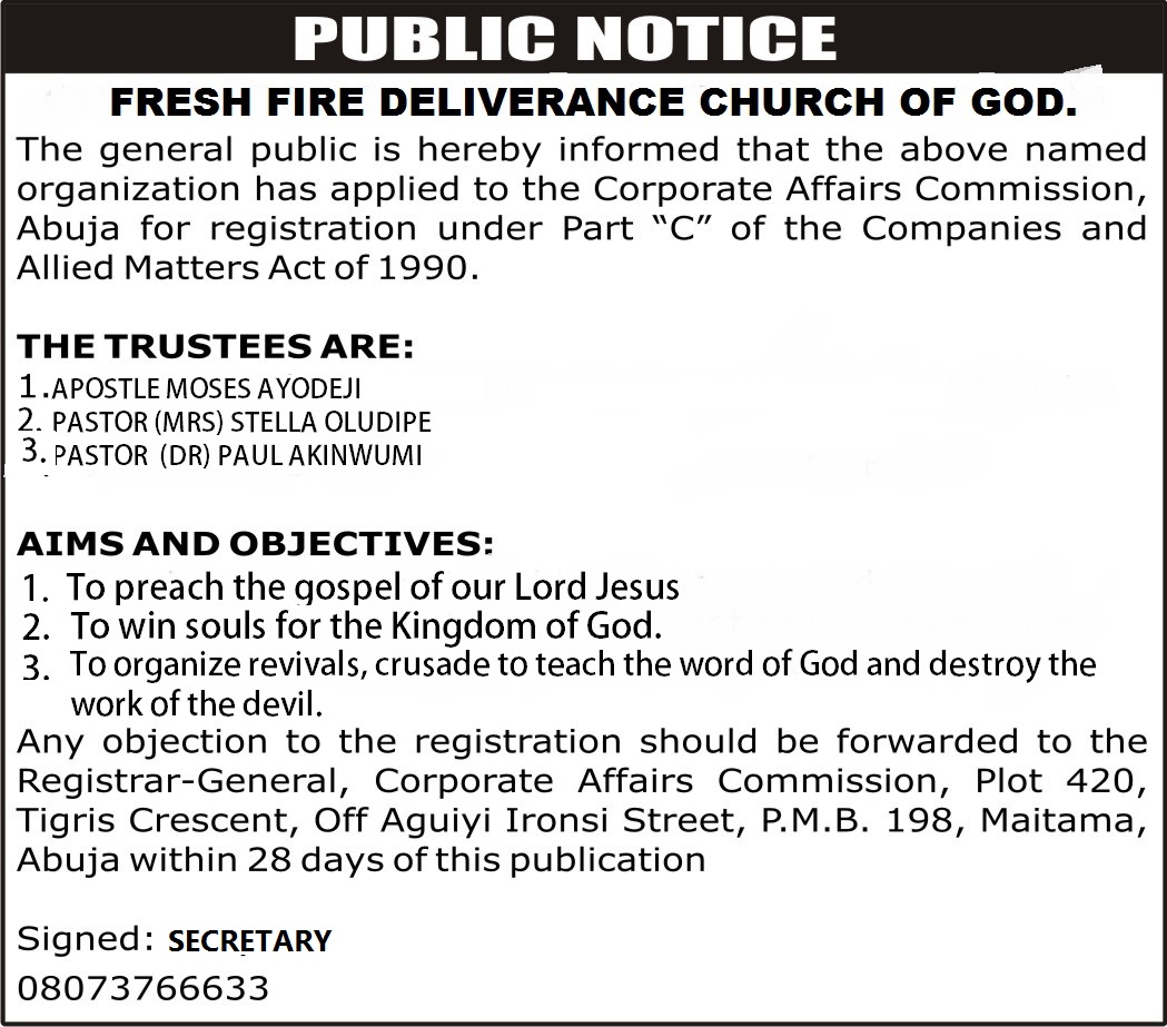 My Views. (JERRY EDO BLOG.) : HOW TO REGISTER A CHURCH IN NIGERIA WITH ...