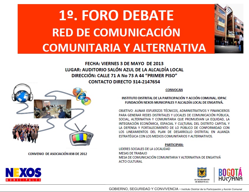 1º Foro Debate Red De ComunicaciÓn Comunitaria Y Alternativa Engativa
