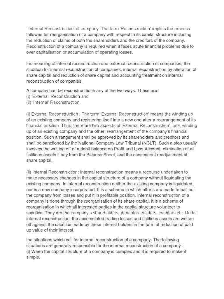internal reconstruction - Scribd india